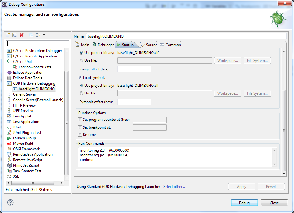 Hardware Debugging In Eclipse · Cleanflight